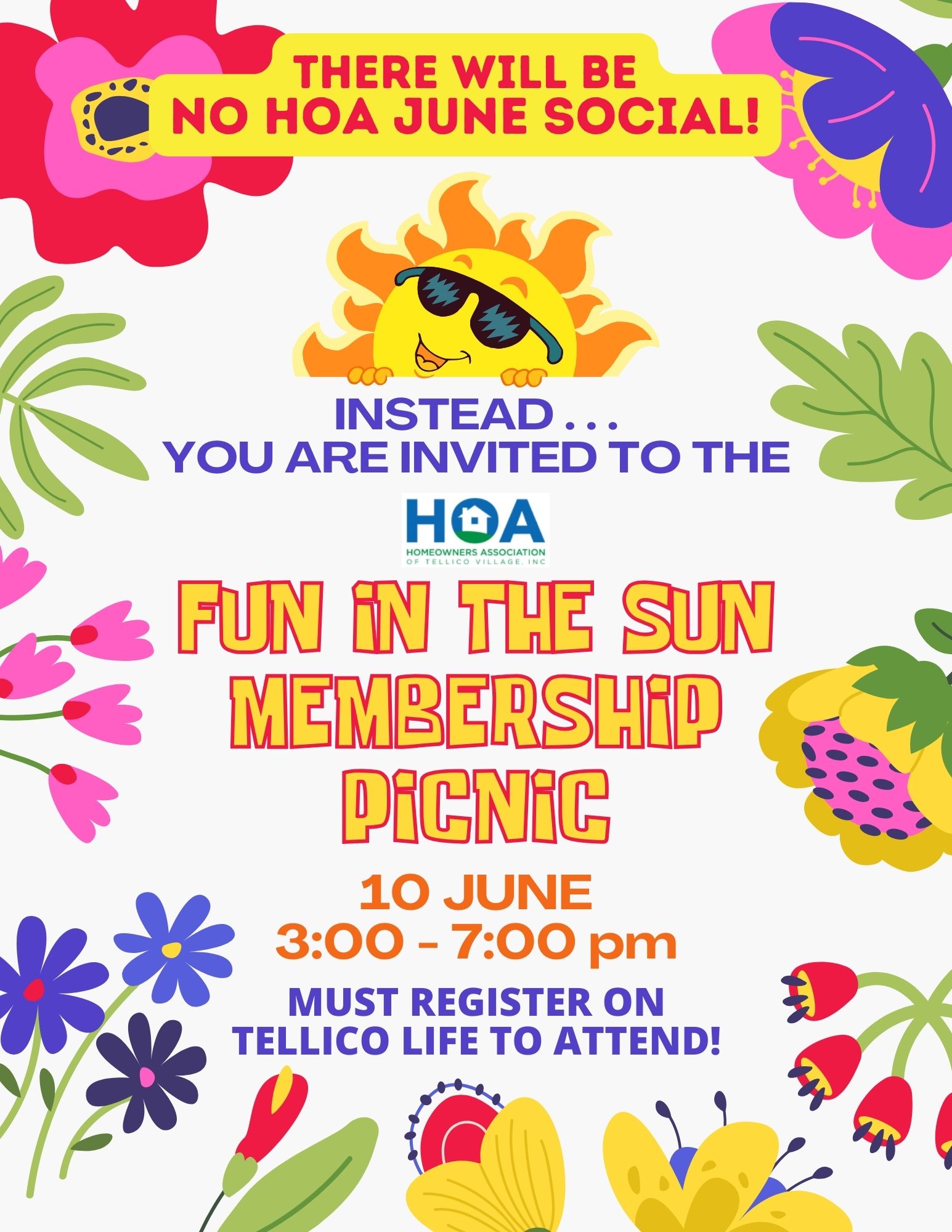 NO JUNE SOCIAL – Tellico Village HomeOwners Association